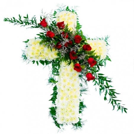 Cruz de flores para funerales. Envío de flores para funerales